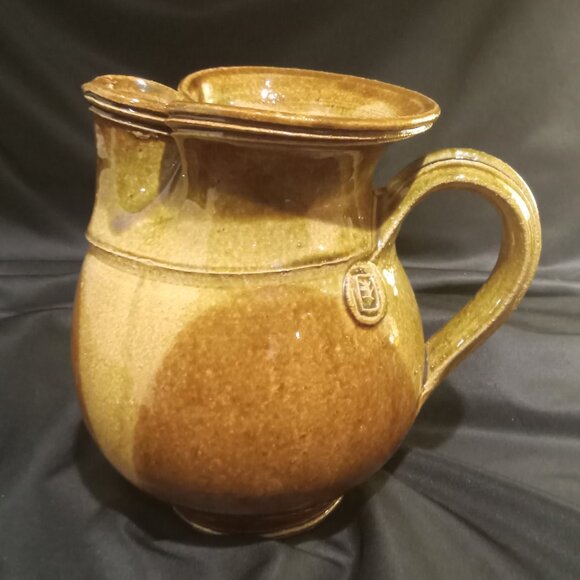 Source Unknown | Dining | Studio Art Glazed Brown And Gold Pitcher With ...